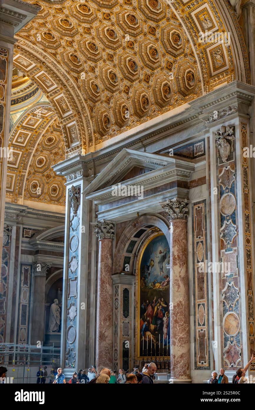 Coffered ceiling over the Transfiguration Altar in St. Peter's Basilica ...