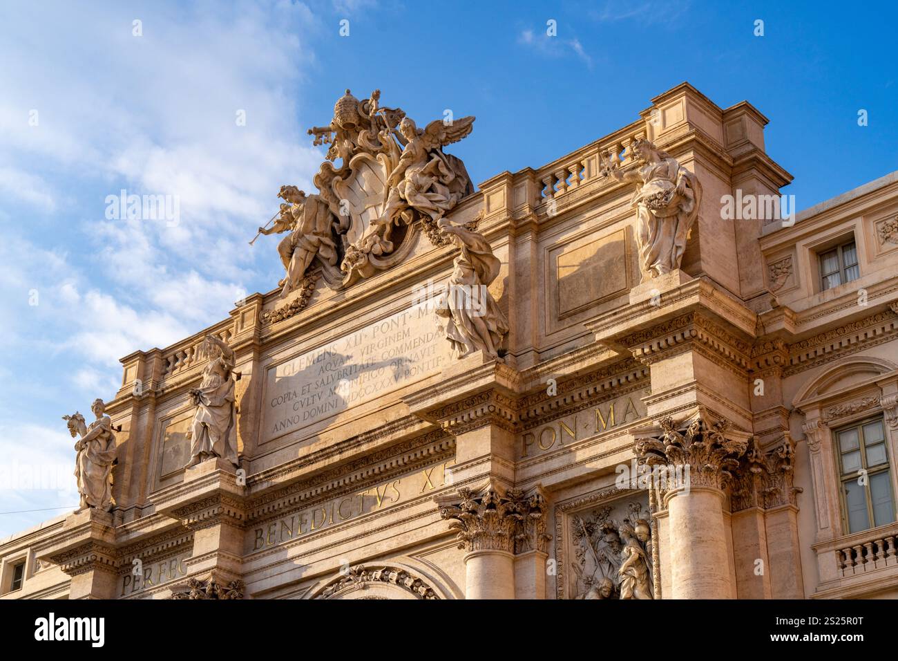 The Papal coat of arms on the rear of the Palazzo Poli above the Trevi ...