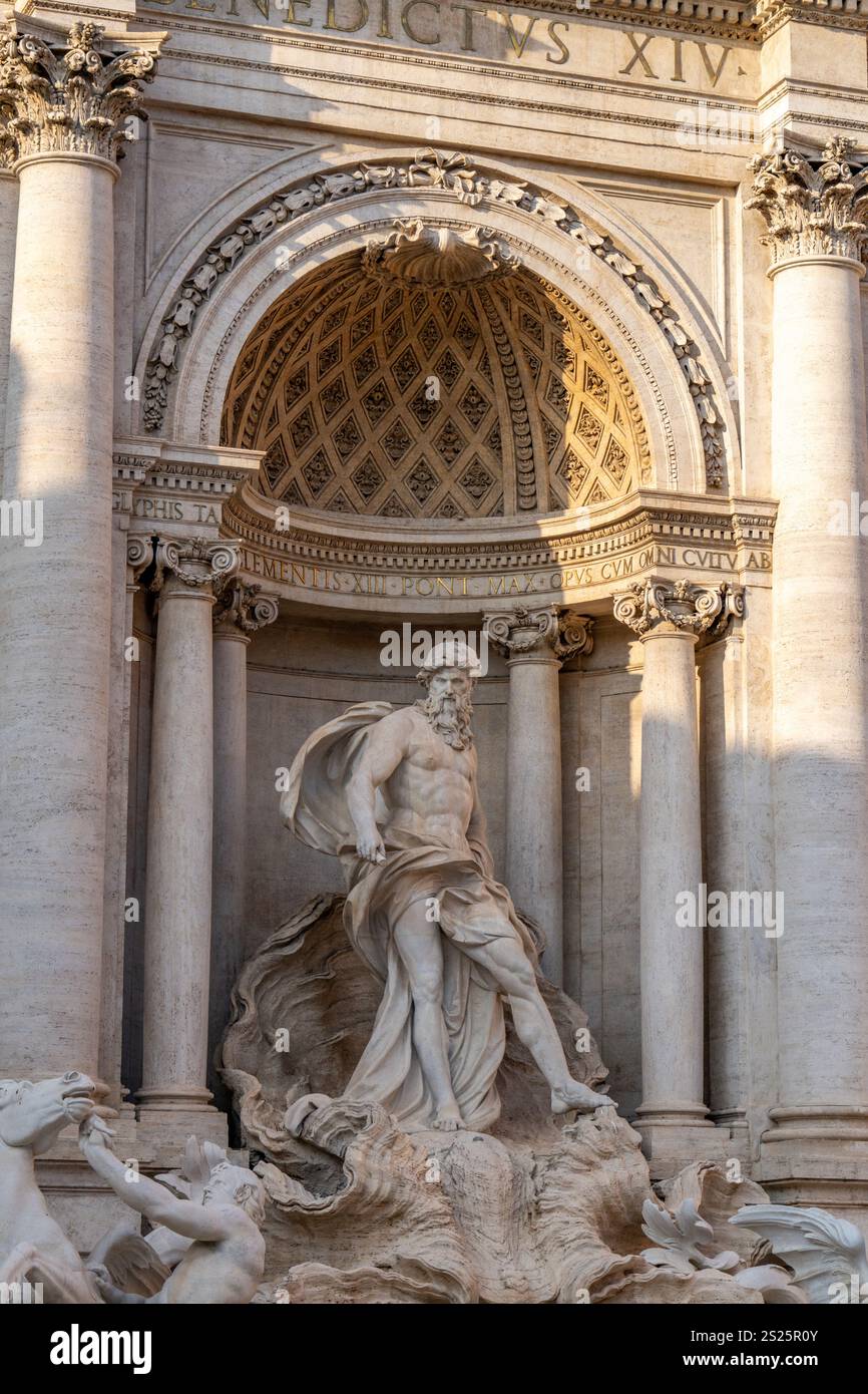 Detail of Oceanus in the Trevi Fountain on the rear of the Palazzo Poli ...