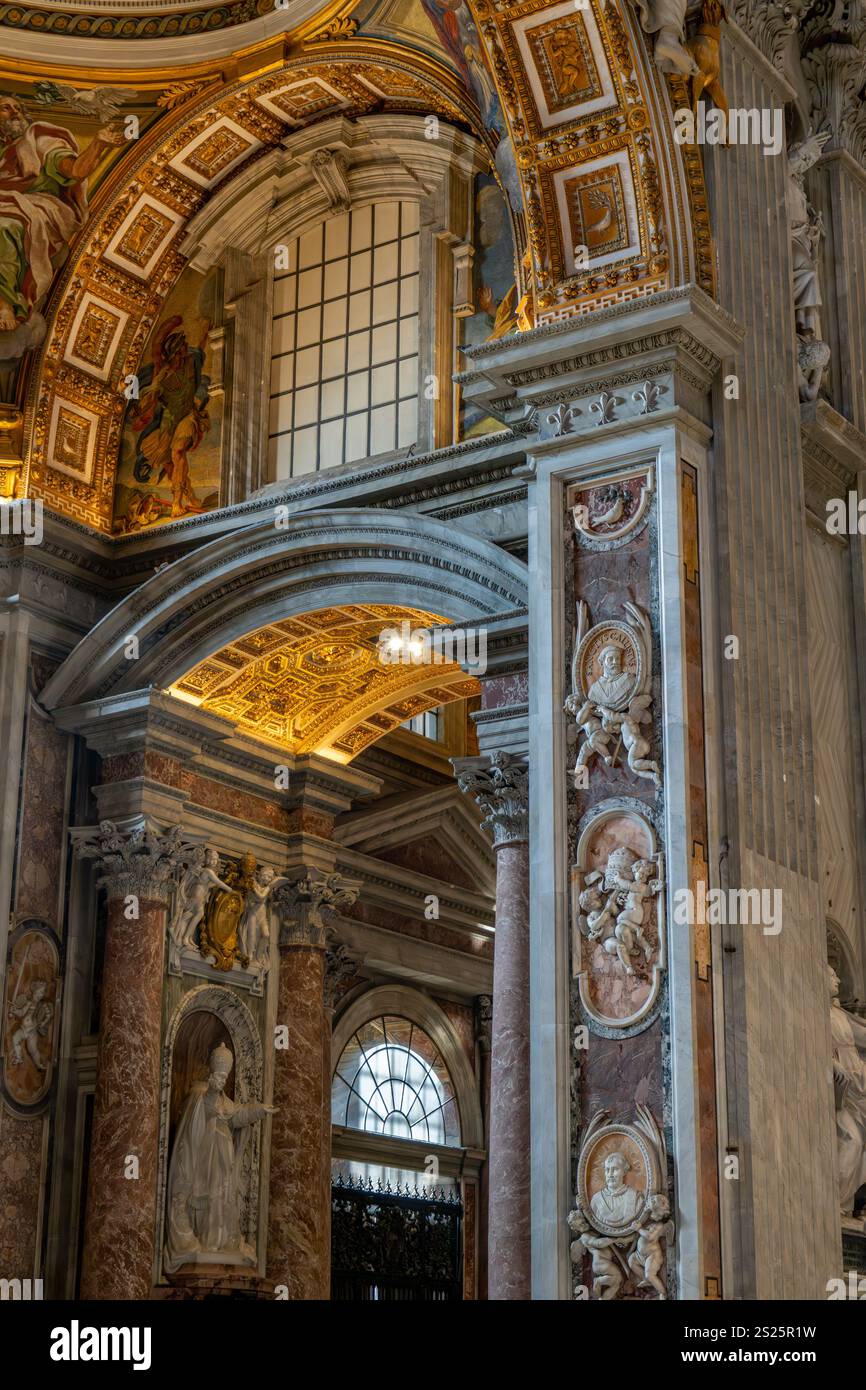 Papal medallion portraits on a pillar in St. Peter's Basilica, Vatican ...