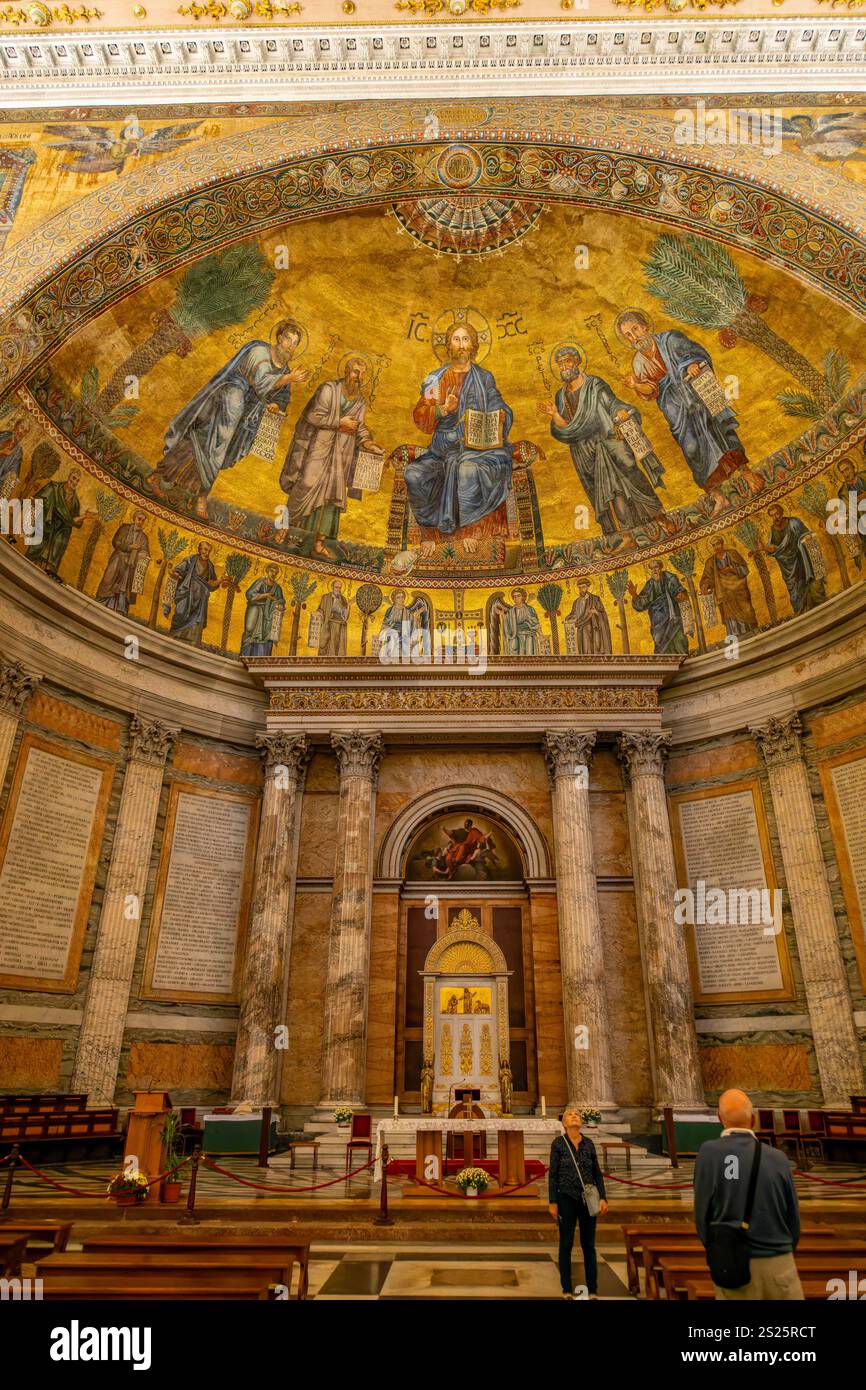 The apse and bishop's throne in the Basilica of St. Paul Outside the ...