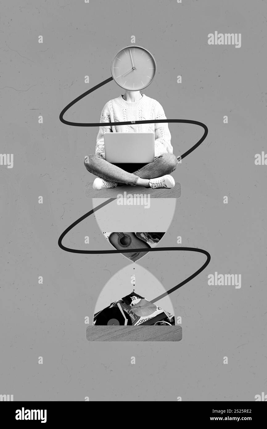 Creative photo 3d collage artwork poster postcard of concentrated girl ...