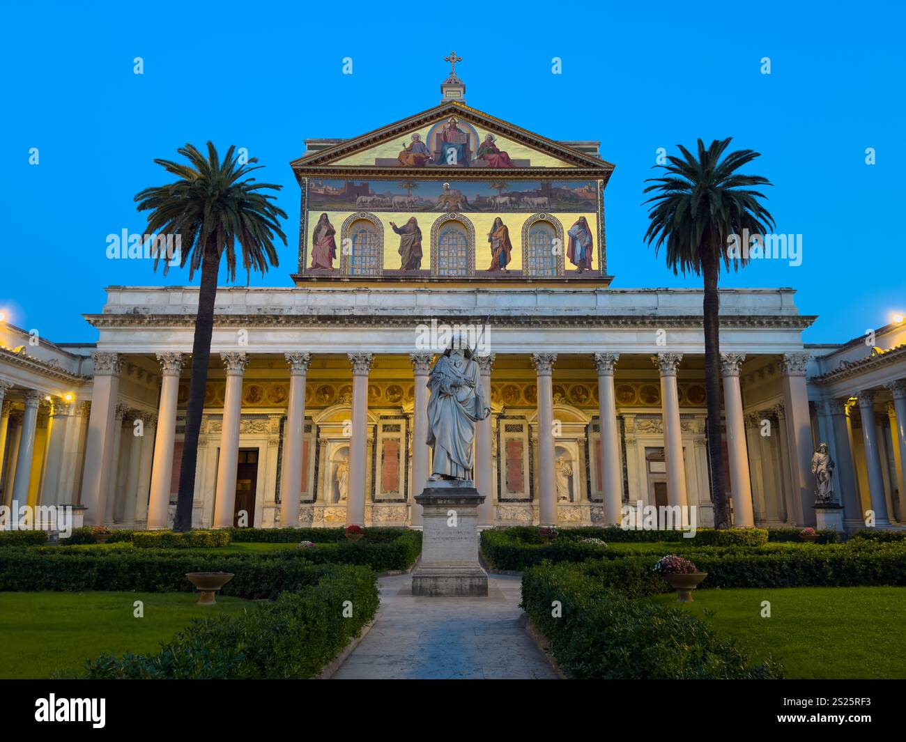 The statue of St. Paul and facade of the Basilica of St. Paul Outside ...