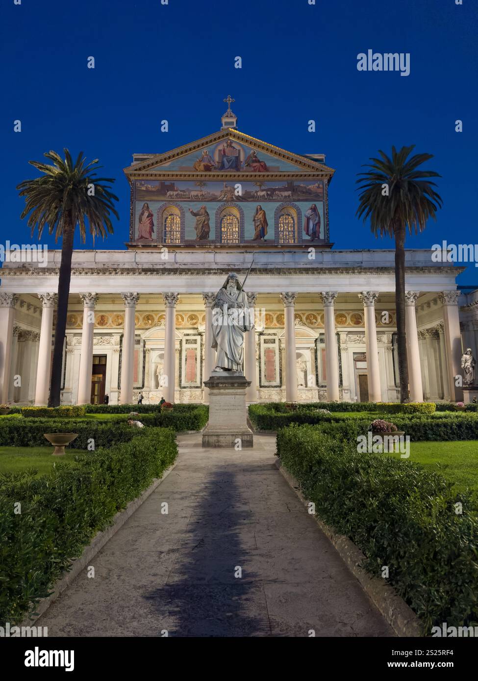 The statue of St. Paul and facade of the Basilica of St. Paul Outside ...