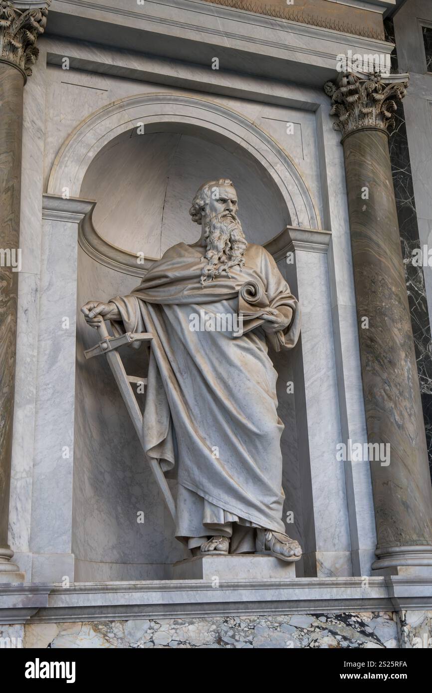 Statue of St. Paul on the portico of the Basilica of St. Paul Outside ...