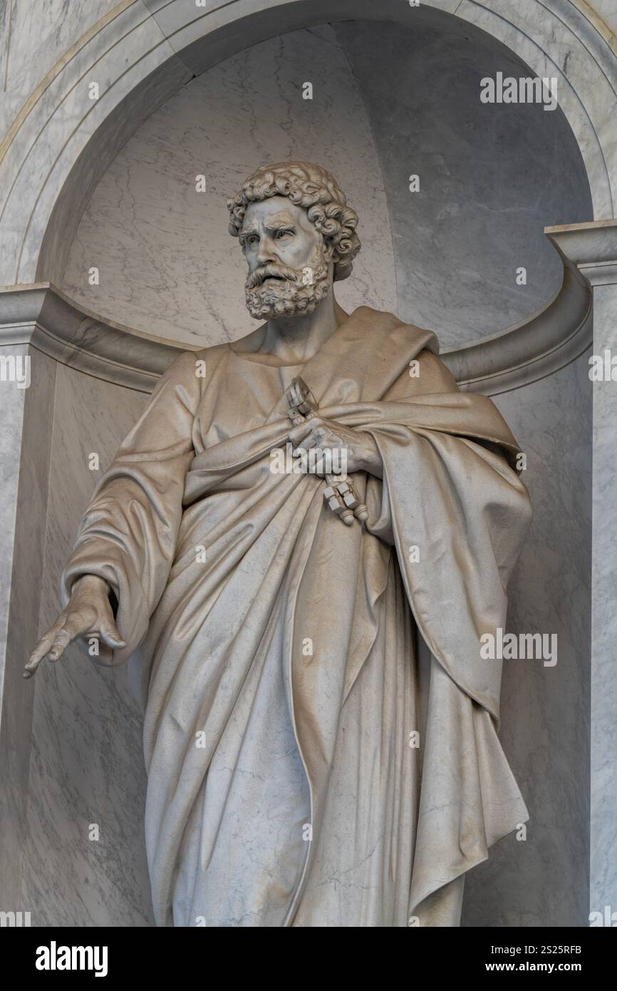 Statue of St. Peter on the portico of the Basilica of St. Paul Outside ...
