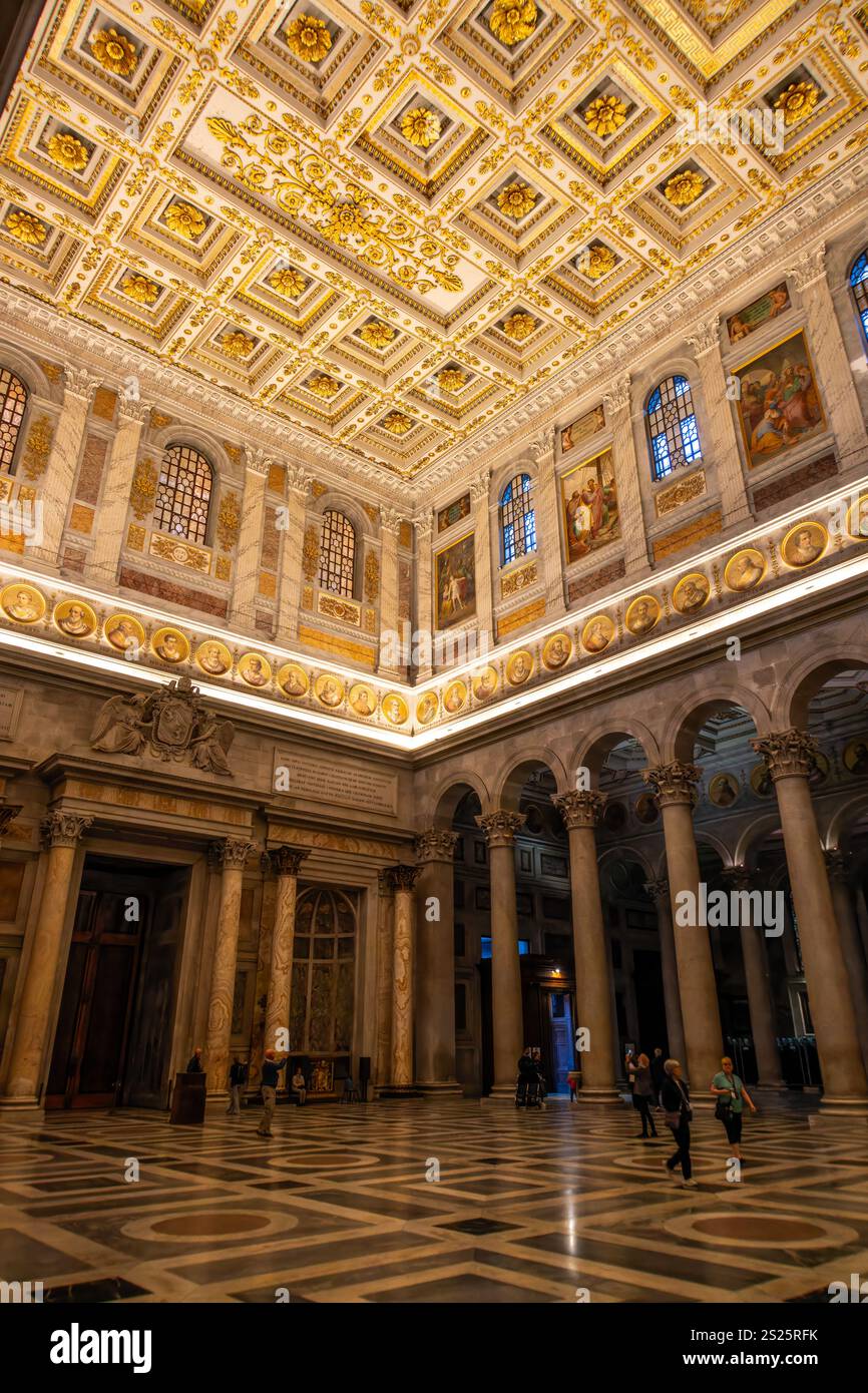 The ornate ceiling of the transept of the Basilica of St. Paul Outside ...