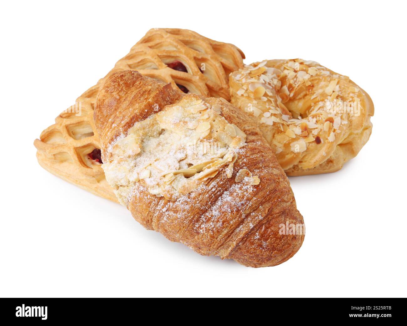Different delicious sweet pastries isolated on white Stock Photo - Alamy