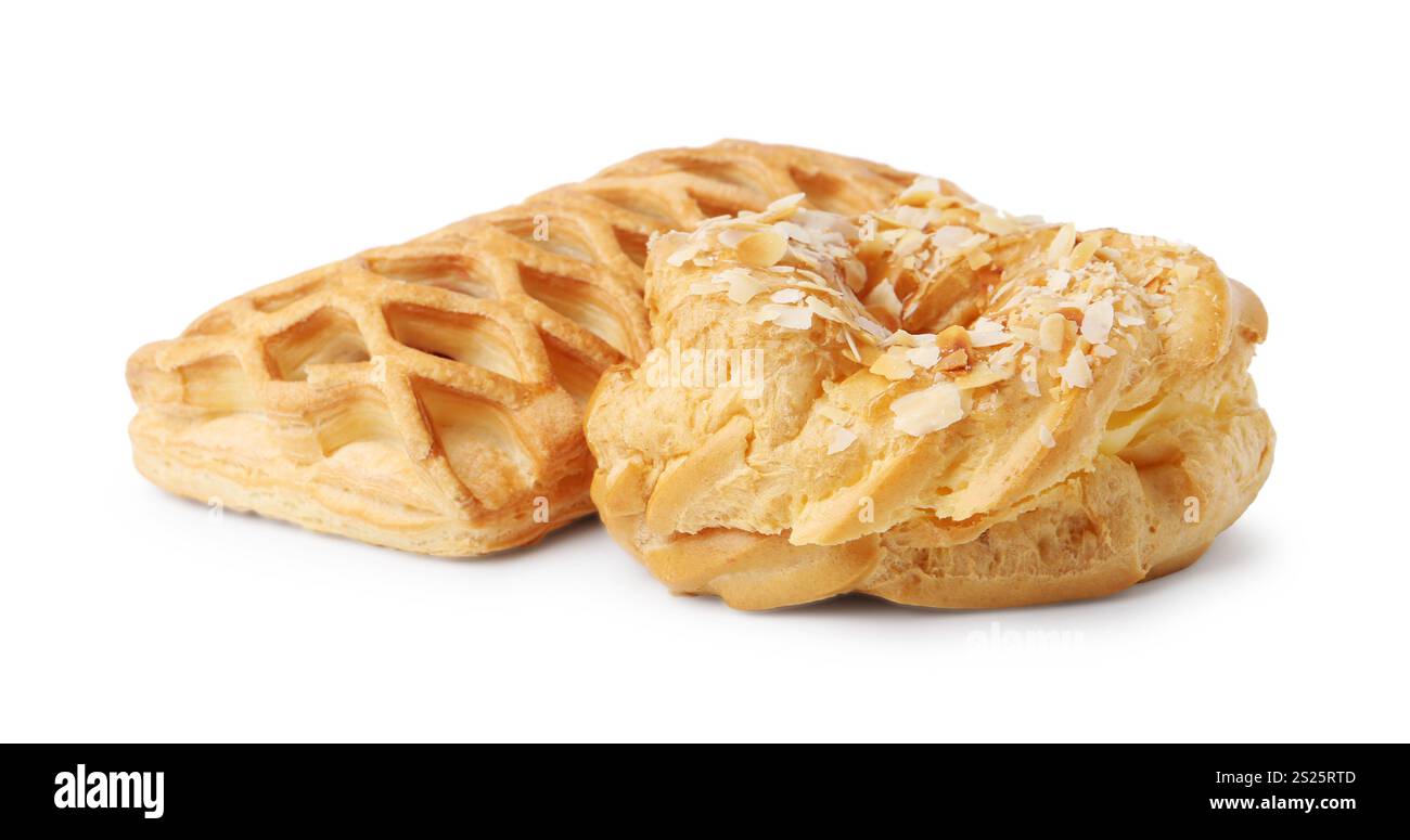 Different delicious sweet pastries isolated on white Stock Photo - Alamy