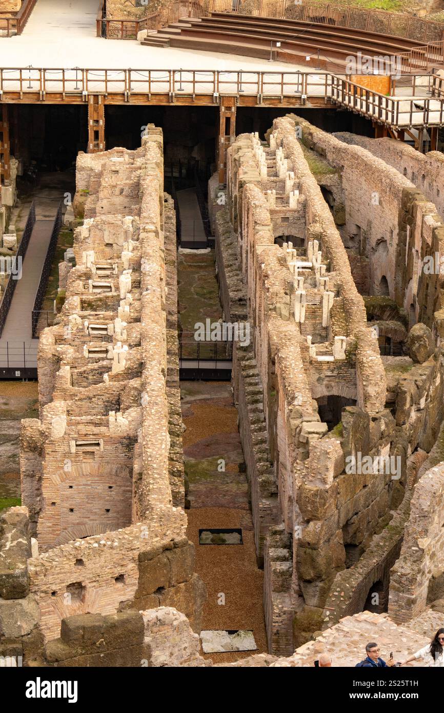 Detail of the hypogeum or basement tunnels under the arena floor of the ...