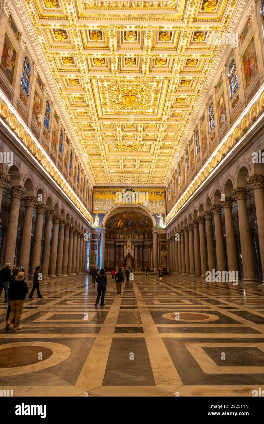 The central nave and triumphal arch in the Basilica of St. Paul Outside ...