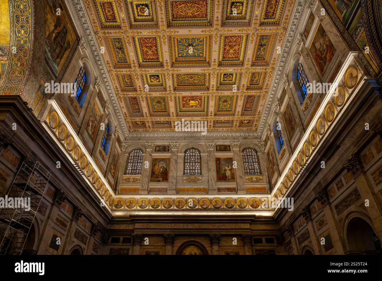 The ornate ceiling of the transept of the Basilica of St. Paul Outside ...