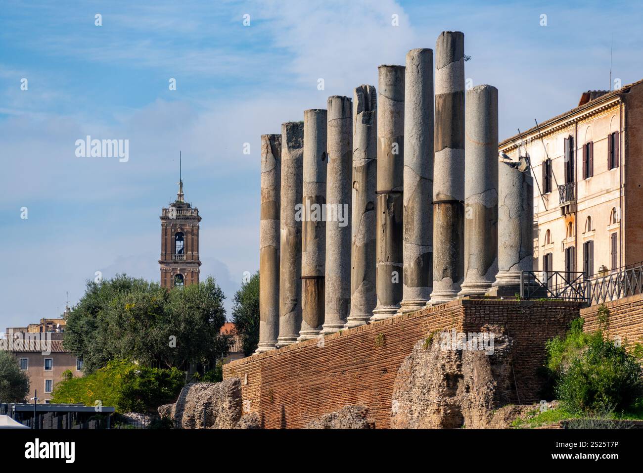Roman columns along the Via Sacra in the Colosseum Archaeological Park ...