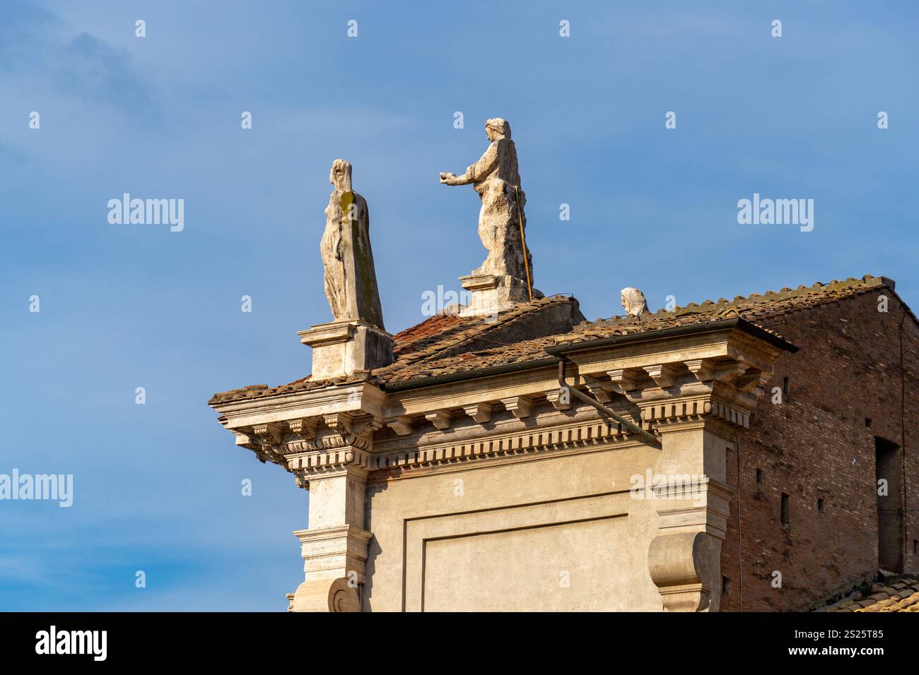 Statues on the Basilica of Santa Francesca Romana in the Forum in the Colosseum Archaeological ...