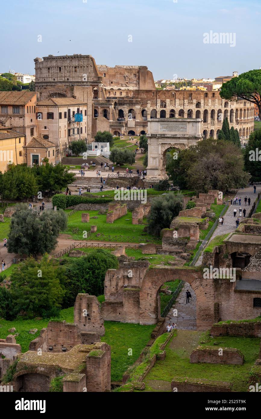 View of the Colosseum and Arch of Titus and the Roman Forum from ...