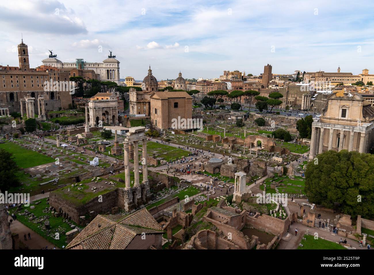 Ruins of the Roman Forum in the Colosseum Archaeological Park in Rome ...