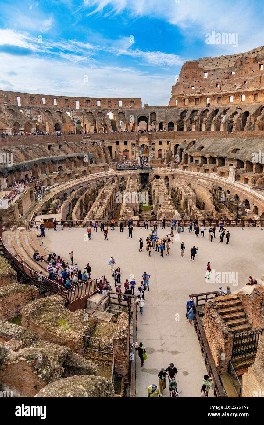 Interior of the Roman Colosseum or Flavian Amphitheater in Rome, Italy ...