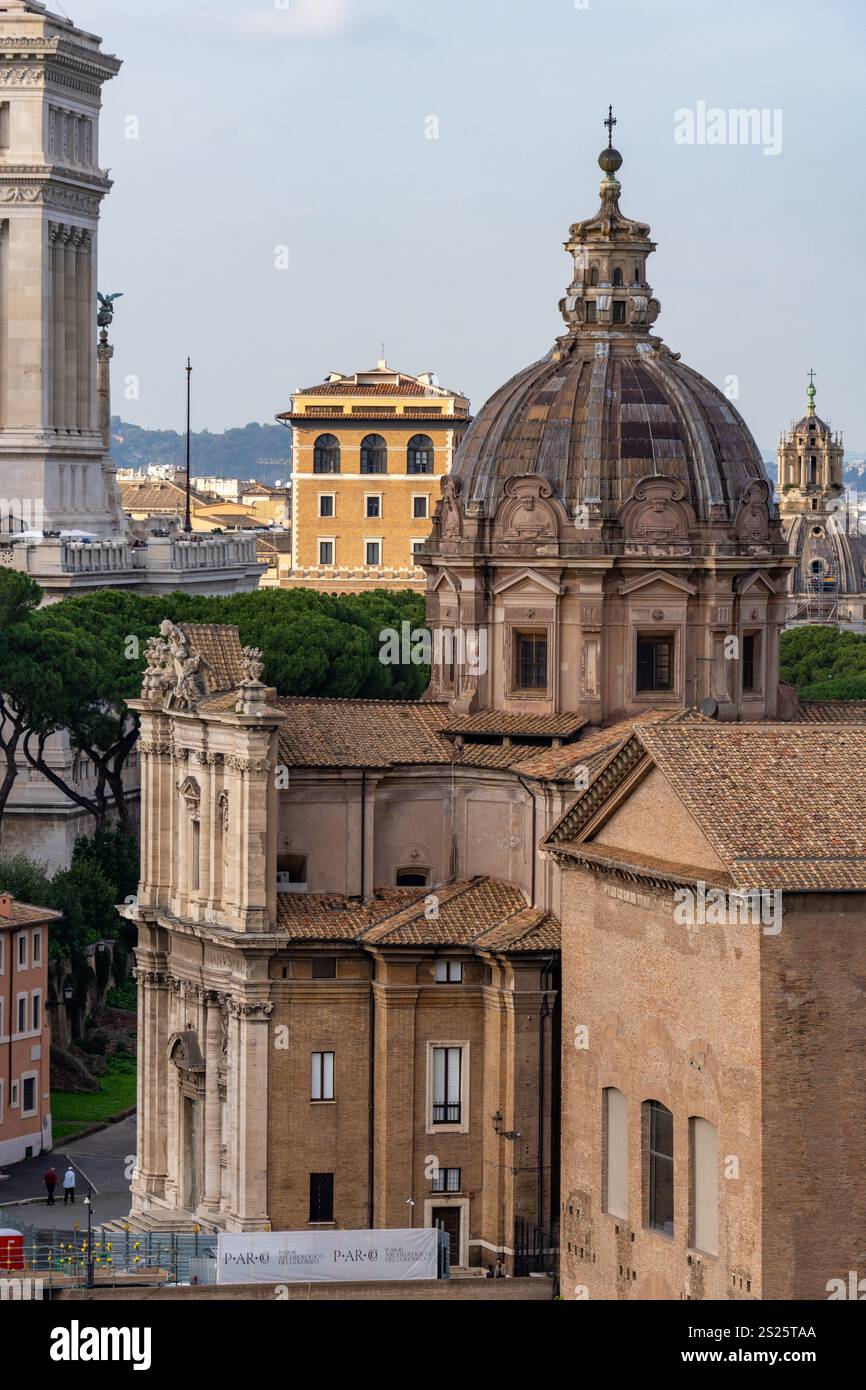 Facade & dome of the Church of Saints Luca and Martina. Rome, Italy ...