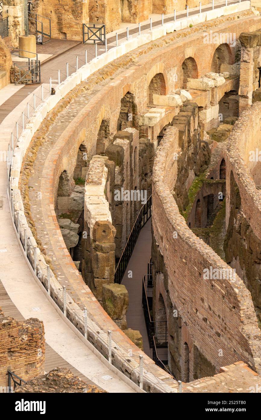 Detail of the hypogeum or basement tunnels under the arena floor of the ...