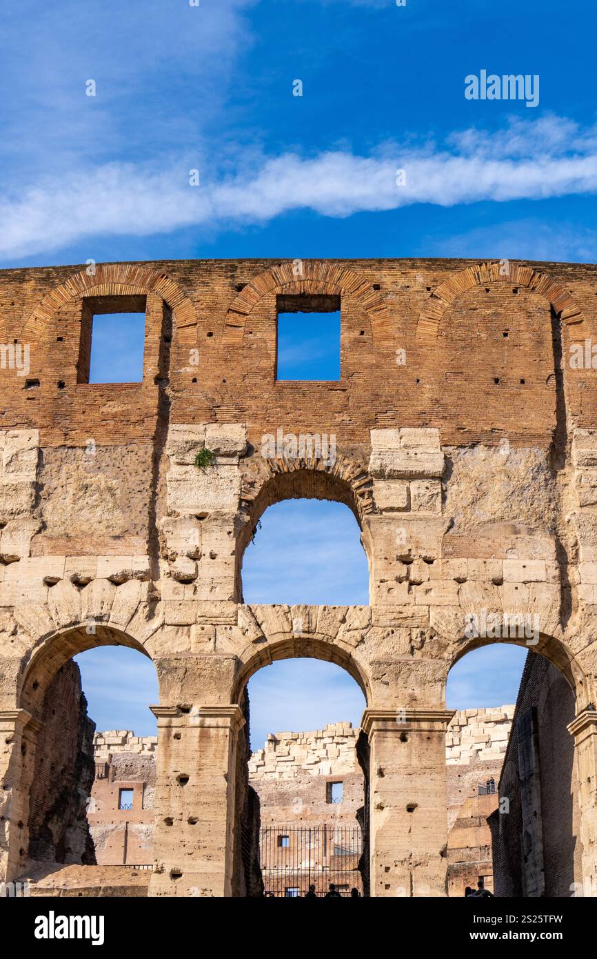 The ancient Roman Colosseum or Flavian Amphitheater in Rome, Italy ...