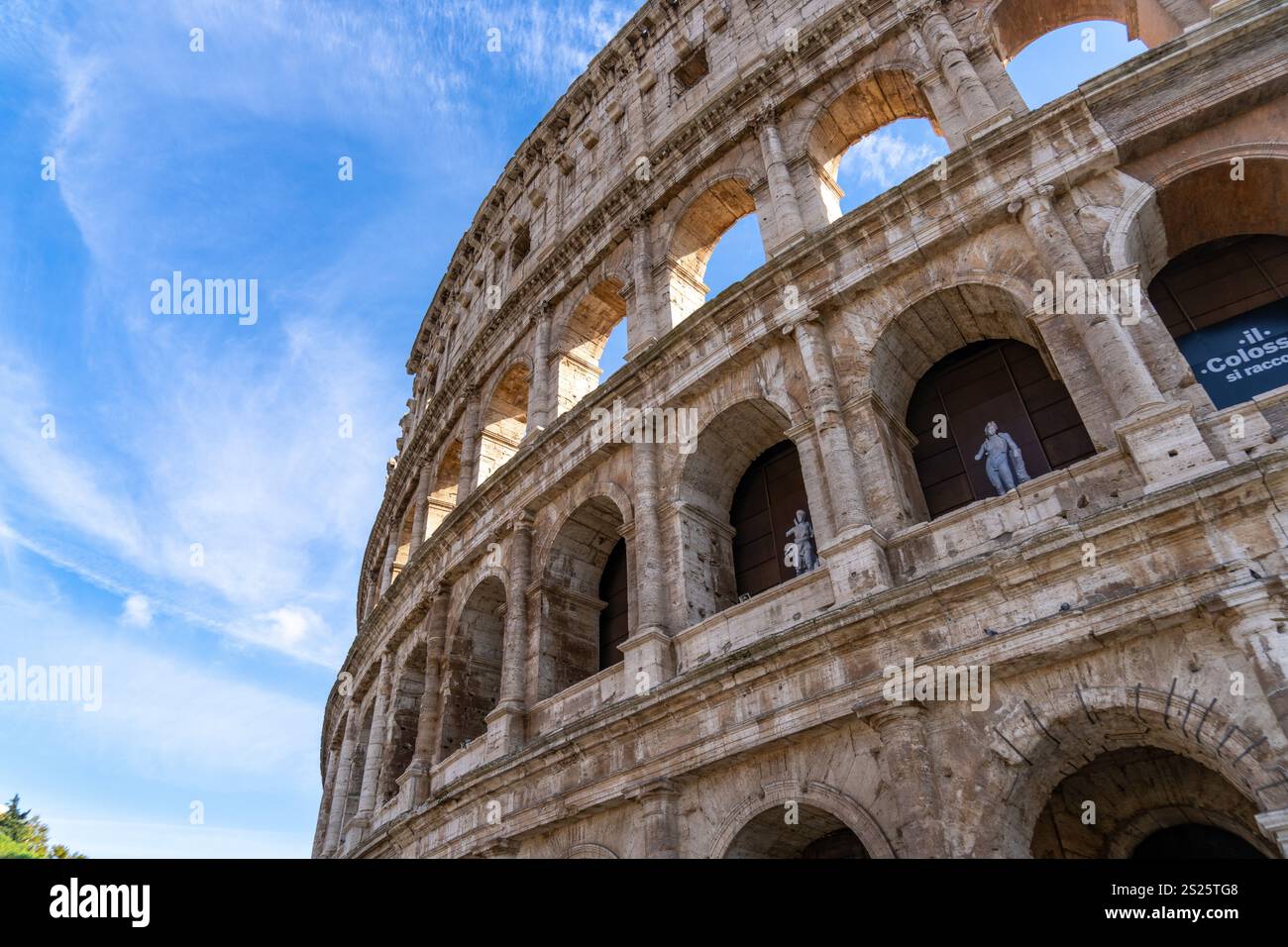The ancient Roman Colosseum or Flavian Amphitheater in Rome, Italy ...