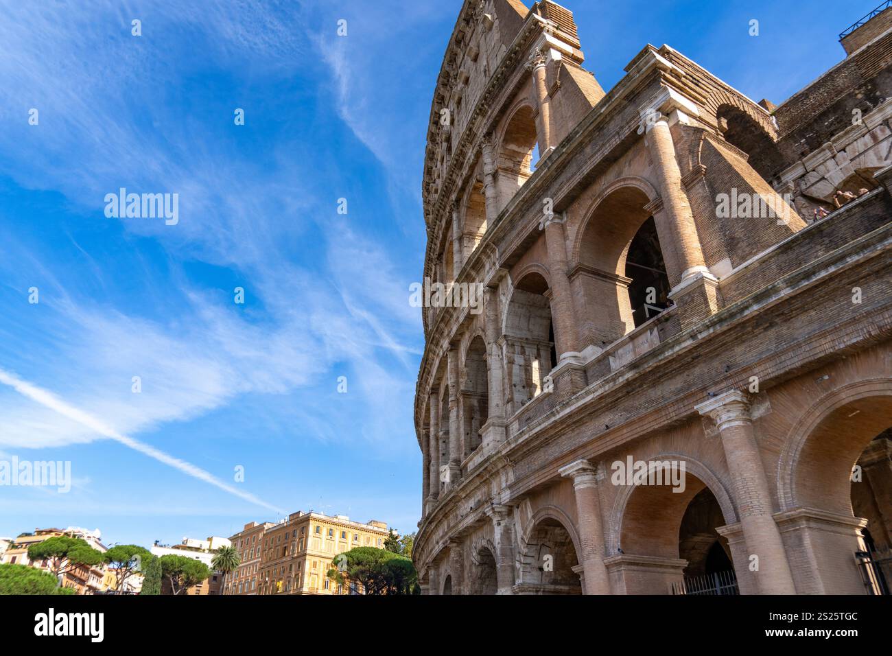The ancient Roman Colosseum or Flavian Amphitheater in Rome, Italy ...