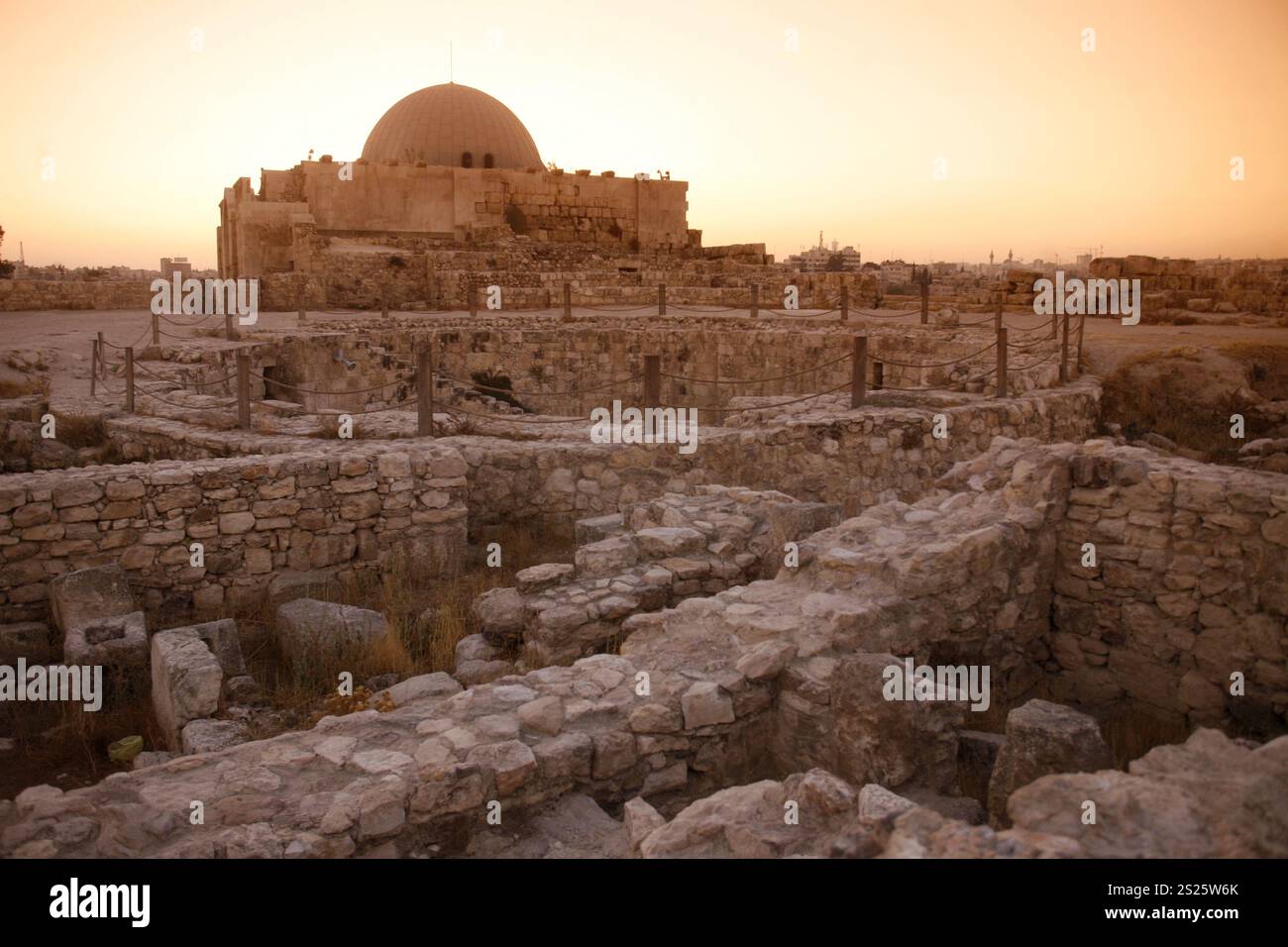 The Ruins of the citadel Jabel al Qalah in the City Amman in Jordan in ...