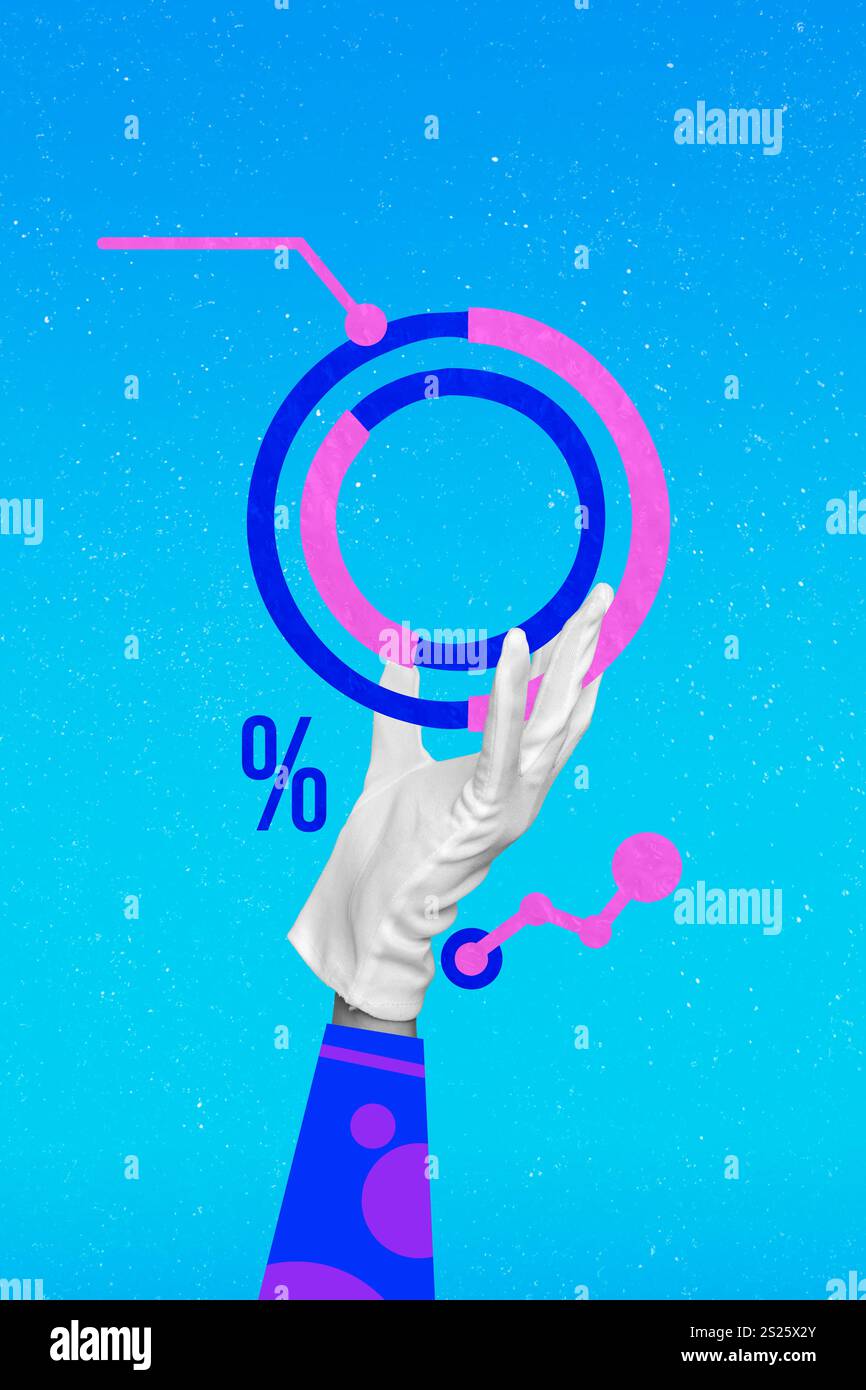 Vertical art banner collage of hand wear glove show diagram statistics ...