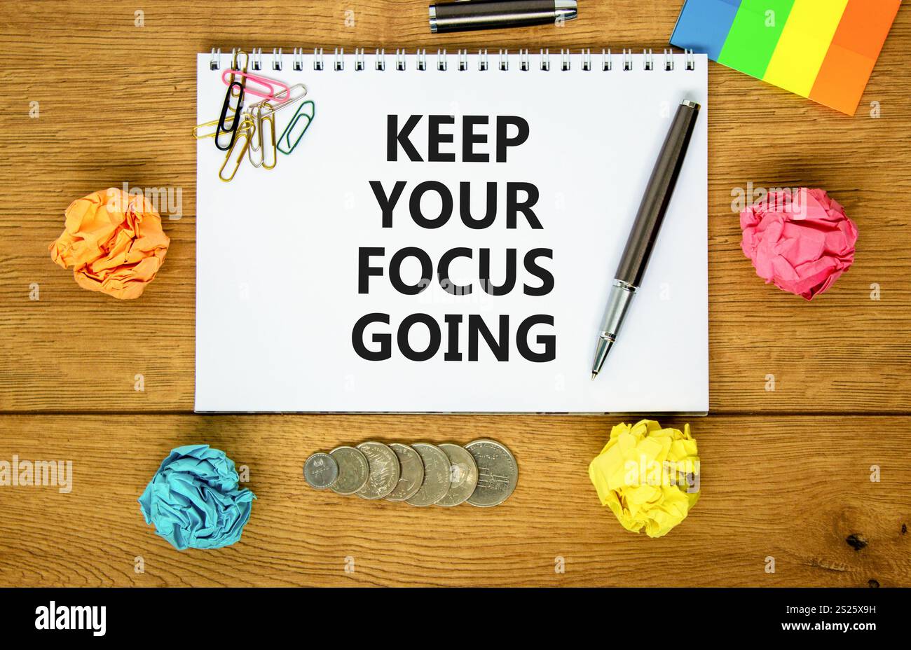 Keep your focus going symbol. Concept words Keep your focus going on ...