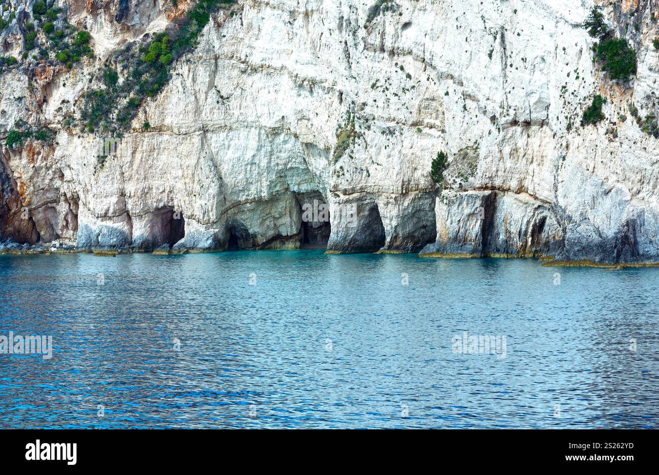 View of Blue Caves from ferry (Zakynthos, Greece, Cape Skinari Stock ...