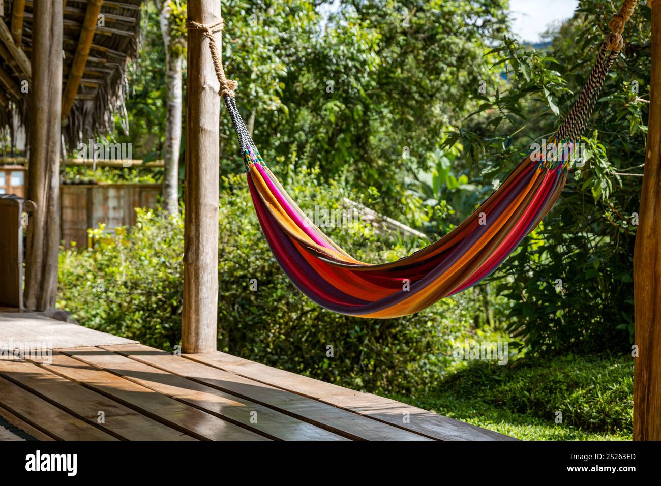 Colourful hammock, El Monte Sustainable Lodge, Mindo cloud forest ...