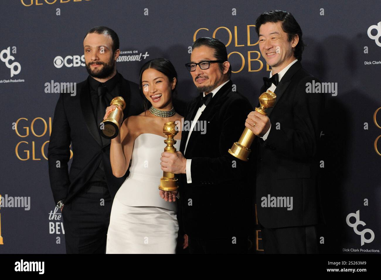 Cosmo Jarvis, Anna Sawai, Hiroyuki Sanada und Tadanobu Asano mit den ...