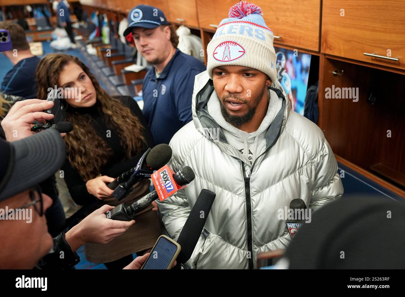 Tennessee Titans running back Tony Pollard responds to questions from ...