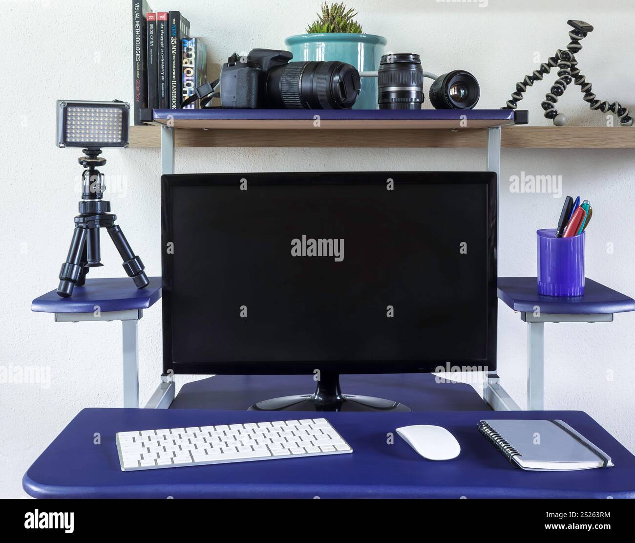 Photography themed desk Stock Photo - Alamy