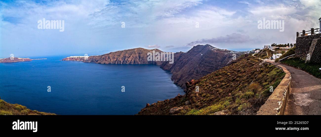 Scenic Panoramic View of Cliffs and Sea Along a Coastal Pathway ...