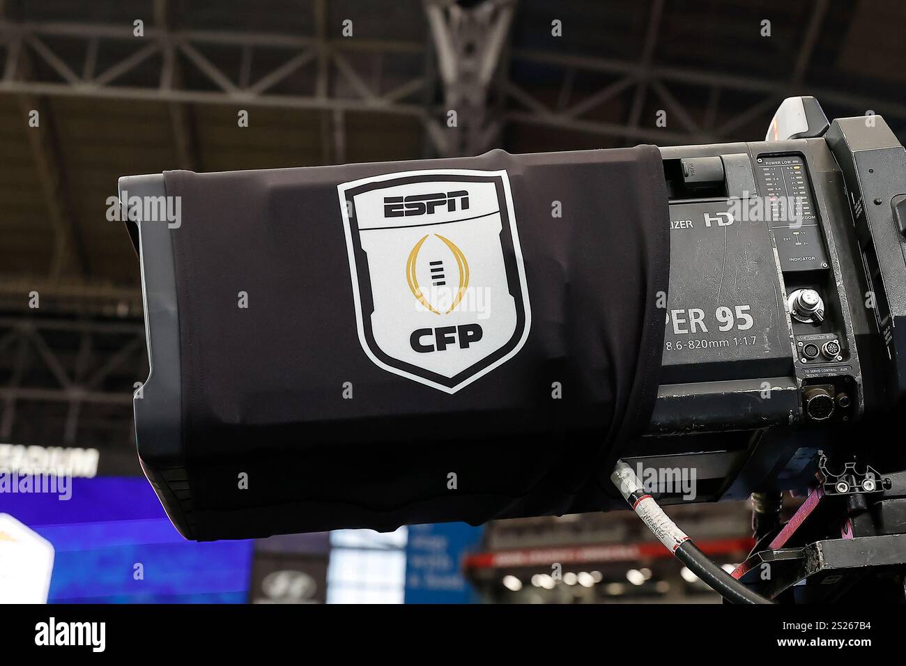 GLENDALE, AZ - DECEMBER 31: The ESPN CFP logo on a camera before the ...