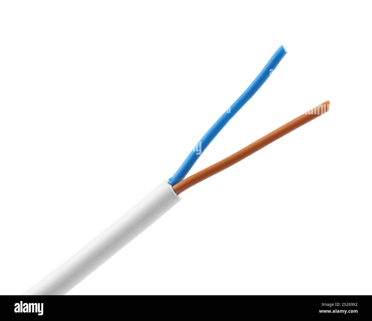 One stripped electrical wire isolated on white Stock Photo - Alamy