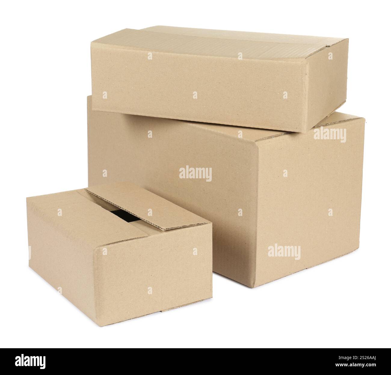 Many cardboard parcel boxes isolated on white Stock Photo - Alamy