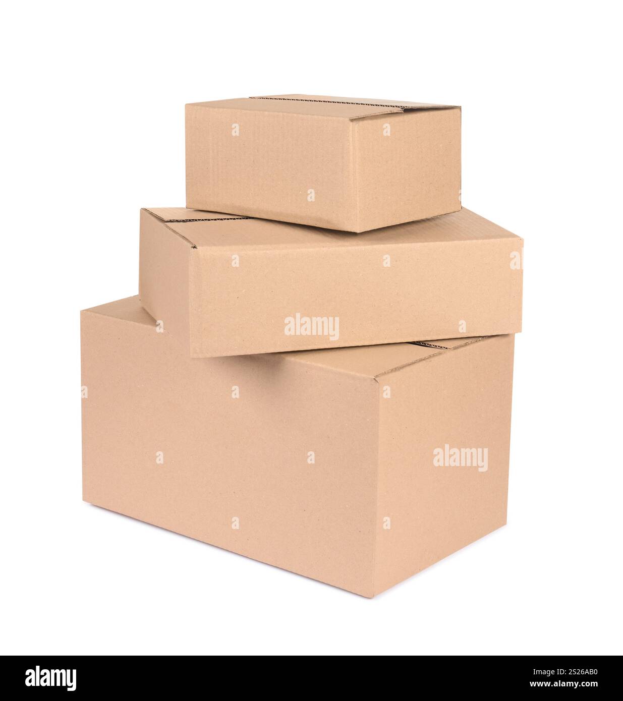 Stack of cardboard parcel boxes isolated on white Stock Photo - Alamy