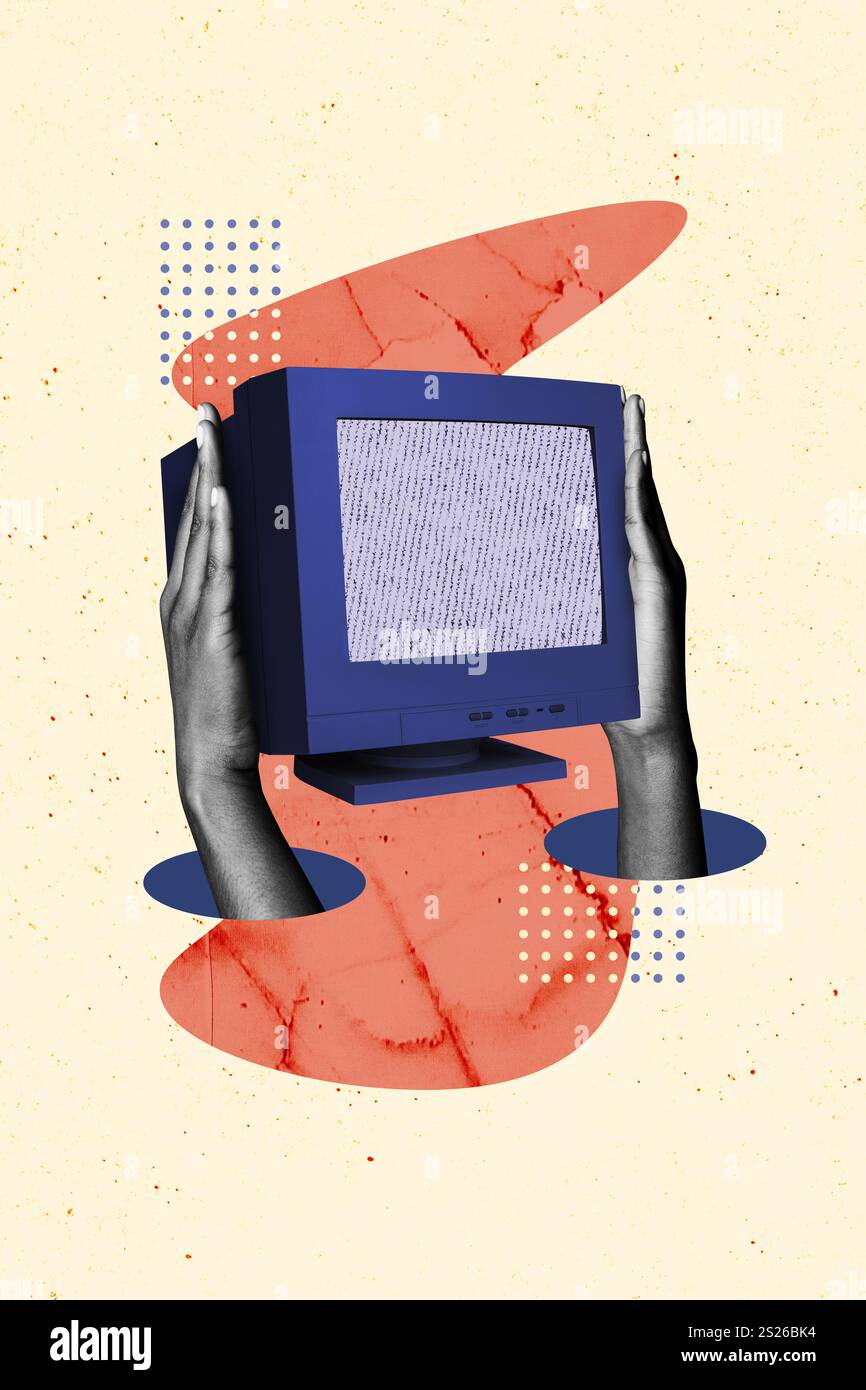 Trend artwork composite banner 3D photo collage of hole two hands ...