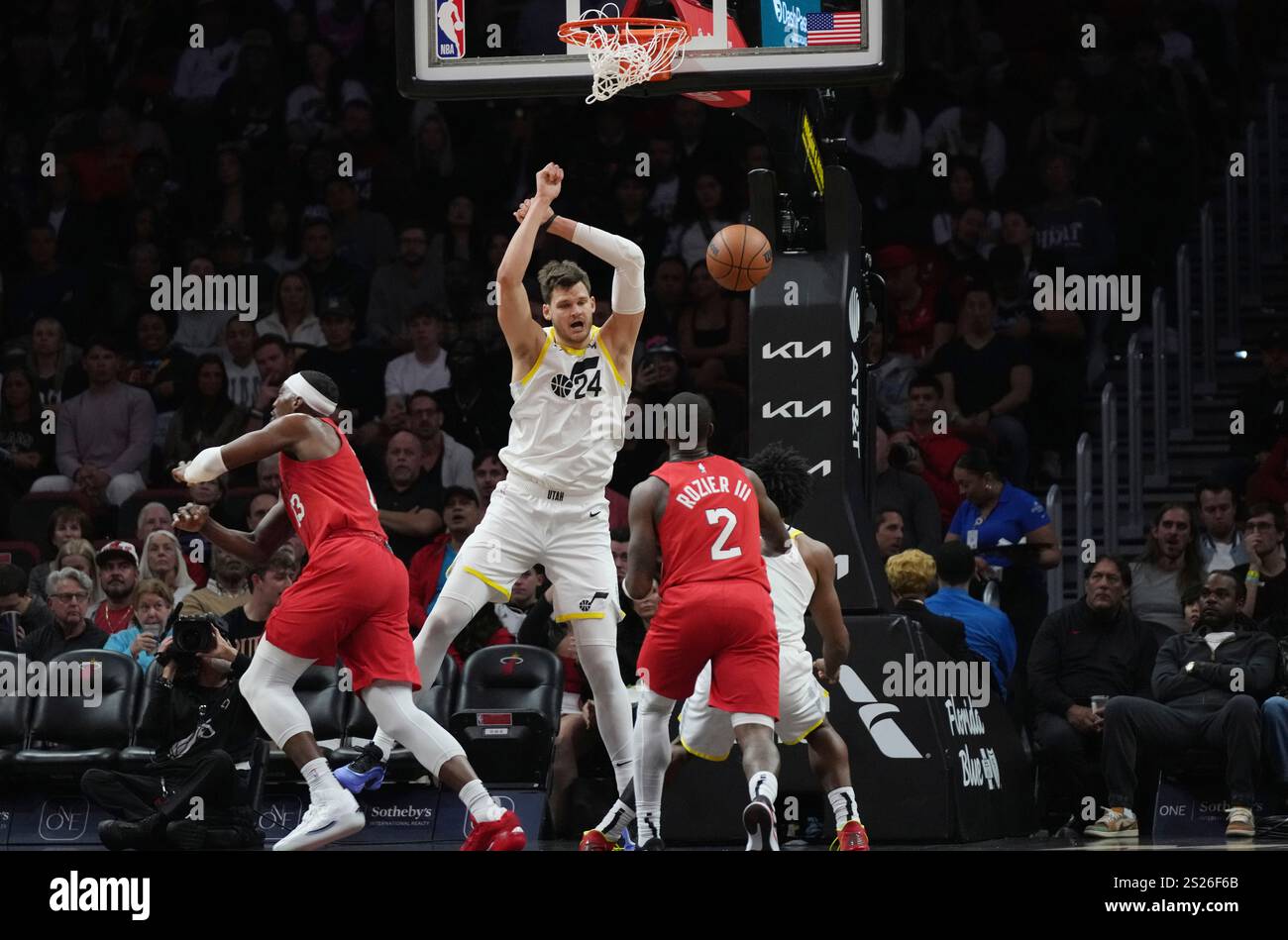 Utah Jazz center Walker Kessler (24) dunks during the first half half ...