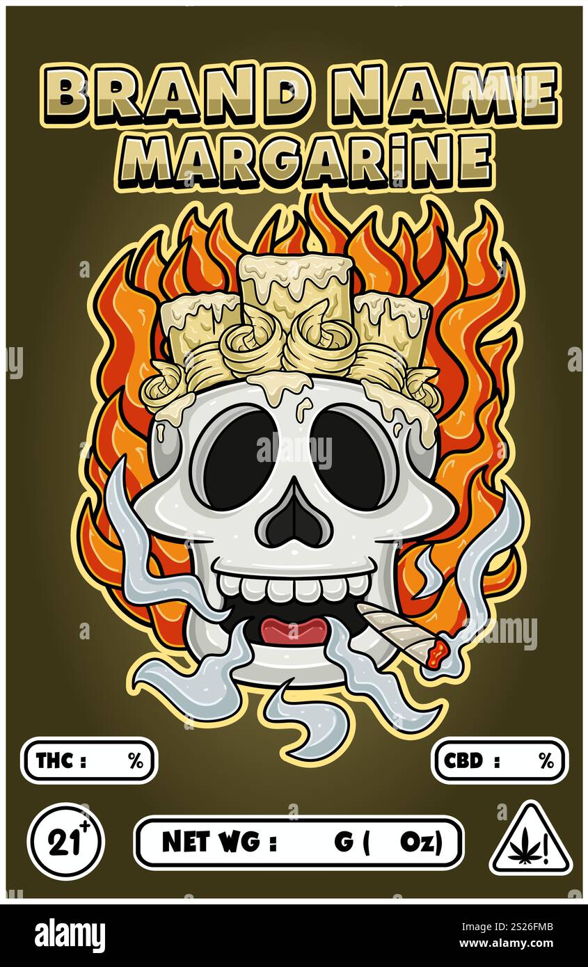 Cartoon Margarine on Skull Head Smoking And Burning Fire Backgrounds ...