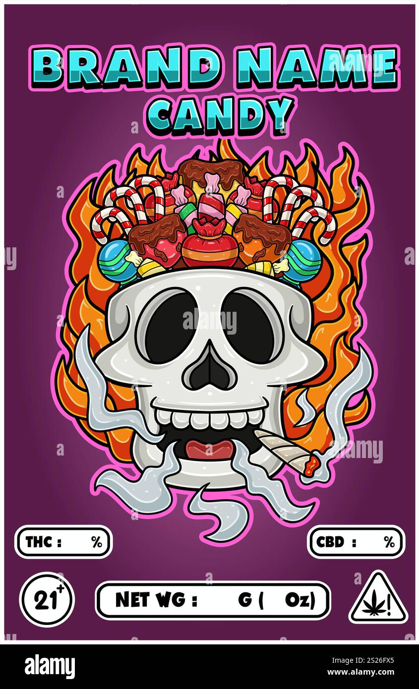 Cartoon Candy on Skull Head Smoking And Burning Fire Backgrounds. For ...