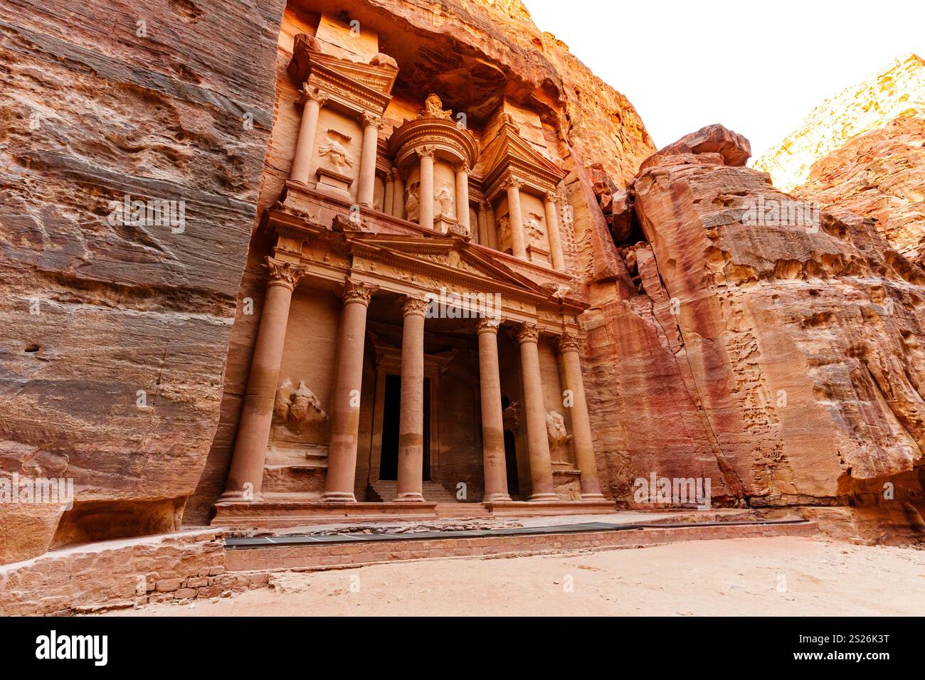 Petra in the Jordanian Desert. Seven wonders of the world Stock Photo ...