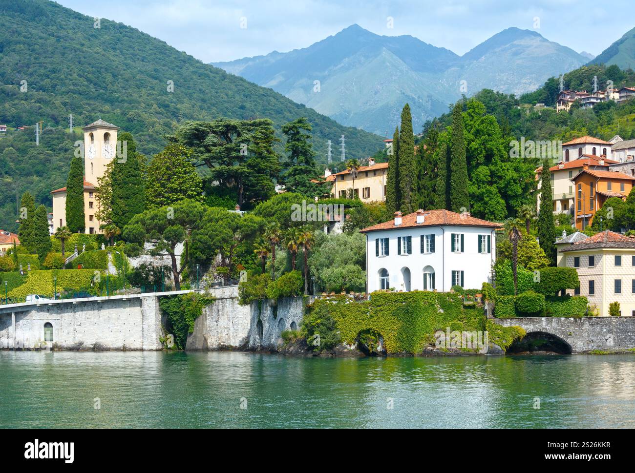 Lake Como (Italy) shore summer view from ship board Stock Photo - Alamy