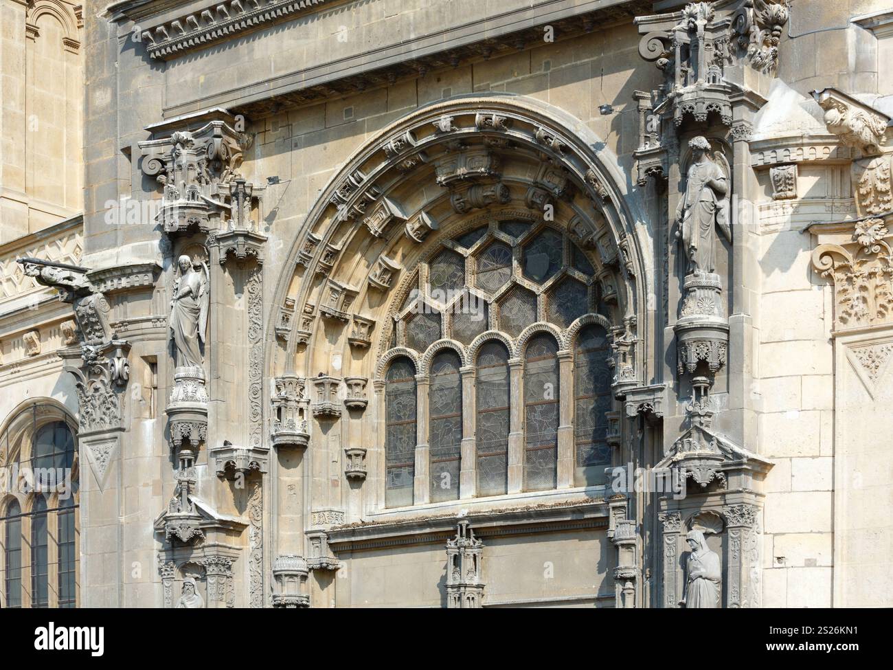 Details of the Church of St Eustace, Paris. The present building was ...
