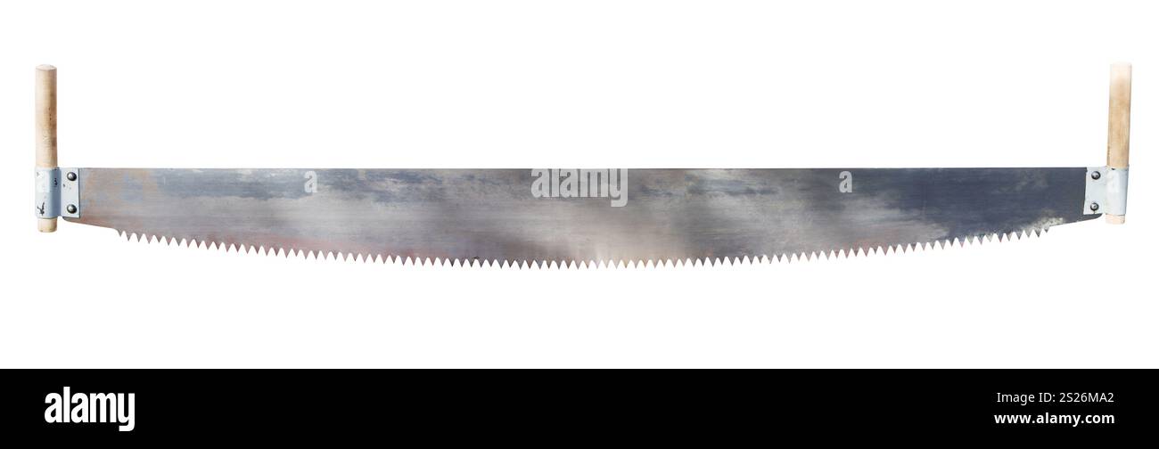 two handled saw isolated on white background Stock Photo - Alamy