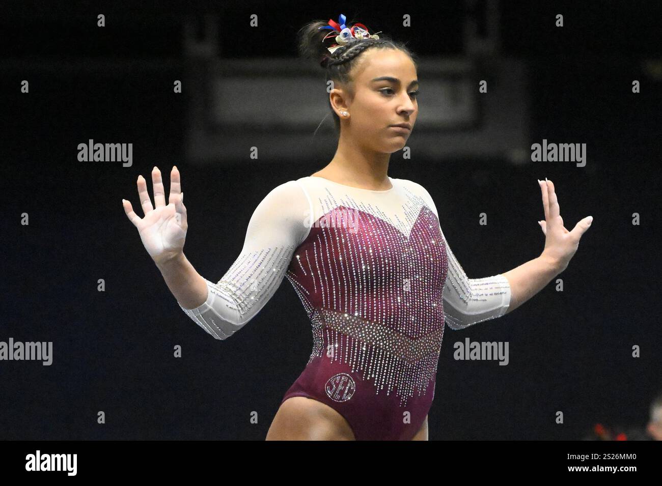 Oklahoma gymnast Addison Fatta competes during an NCAA gymnastics meet ...