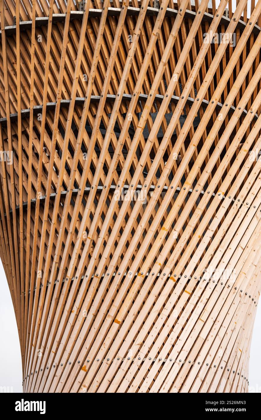 Viewing tower made of wooden planks i spiral Stock Photo - Alamy
