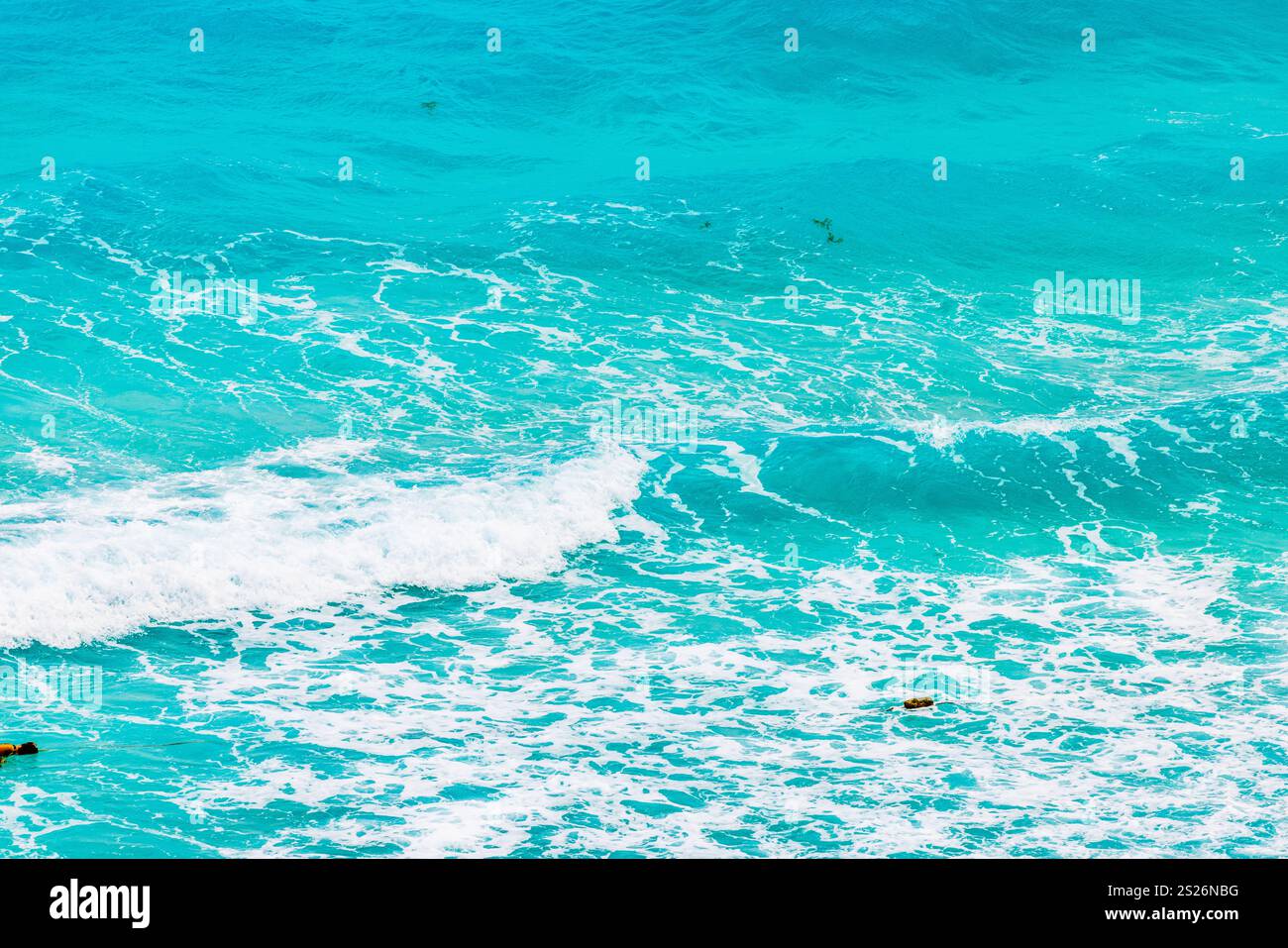 Turquoise waves of Caribbean Sea with white foam creating vibrant ...